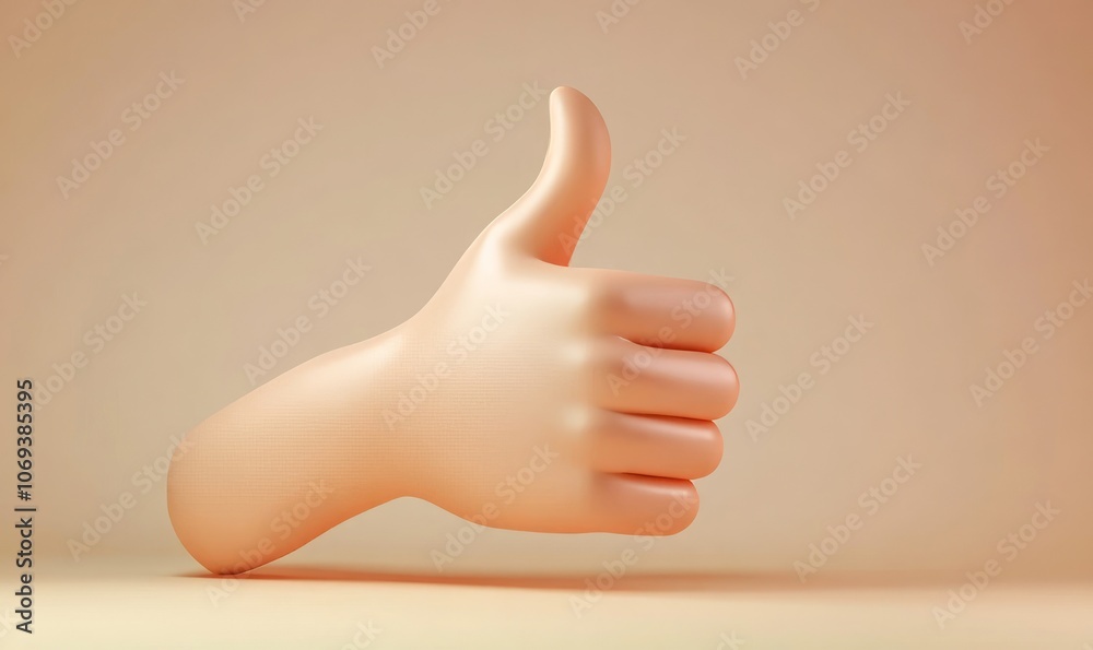 Cartoon 3d hand thumb up, like symbol. Good feedback, positivity ...
