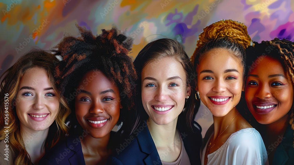 Diverse Multiracial Female Colleagues Smiling in Unity for Women's ...