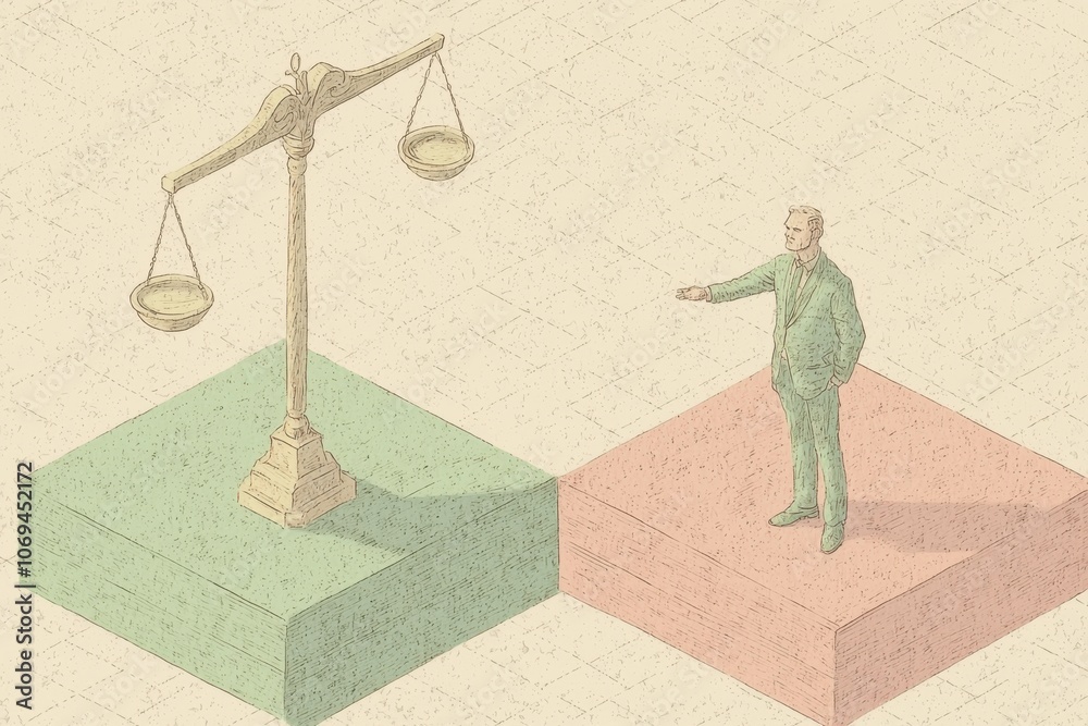 Businessman Contemplating Justice in Conceptual Economic Art. An ...