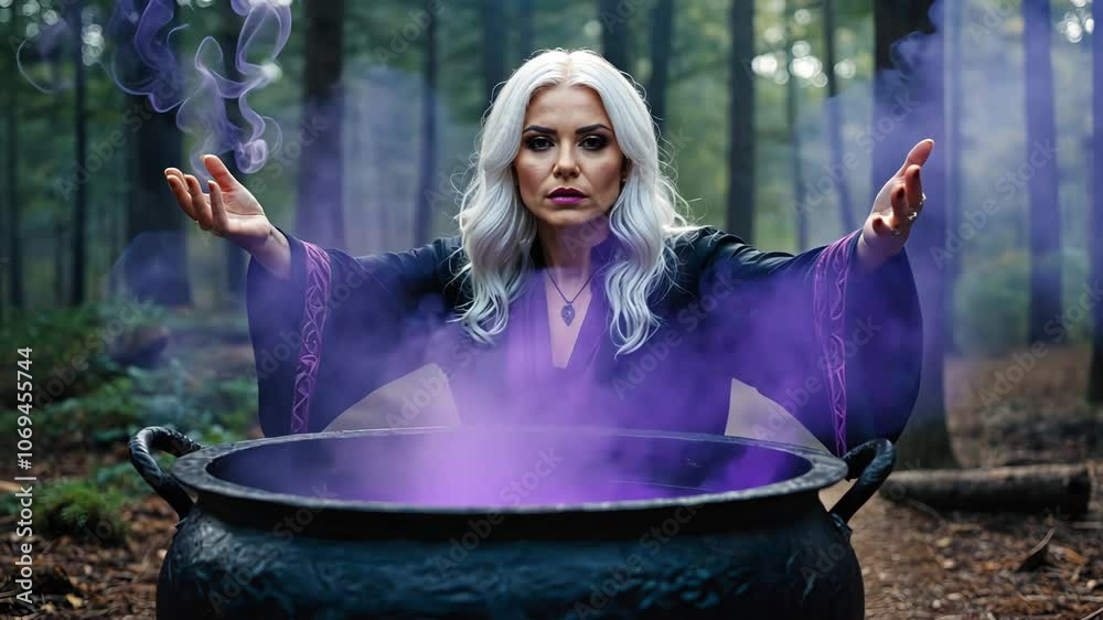 A Mystical Sorceress Engaging in Casting Powerful Spells in an ...