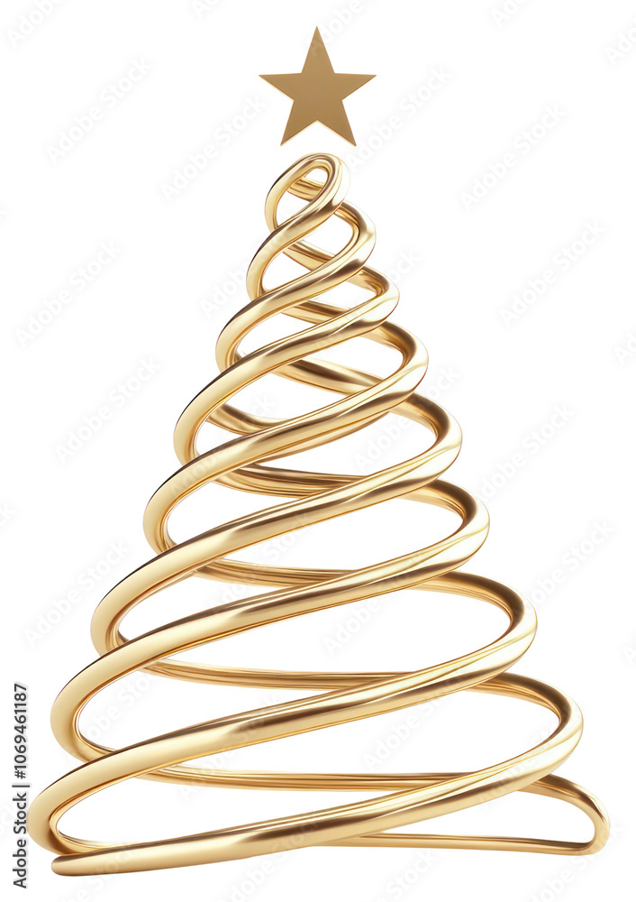 PNG Gold line christmas tree illustration festive spiral. ilustração do ...
