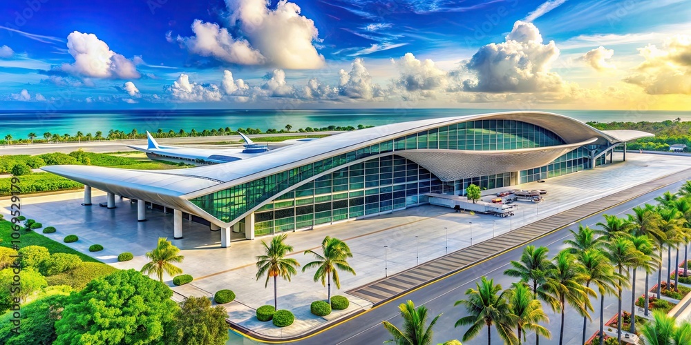 Velana International Airport in the Maldives, with modern architecture ...