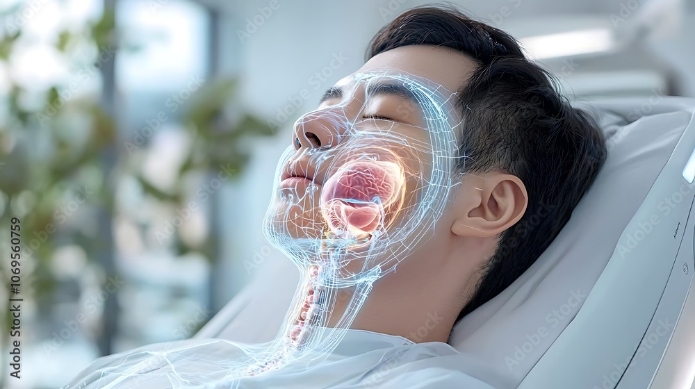The futuristic medical scanner uses cutting edge technology to generate ...