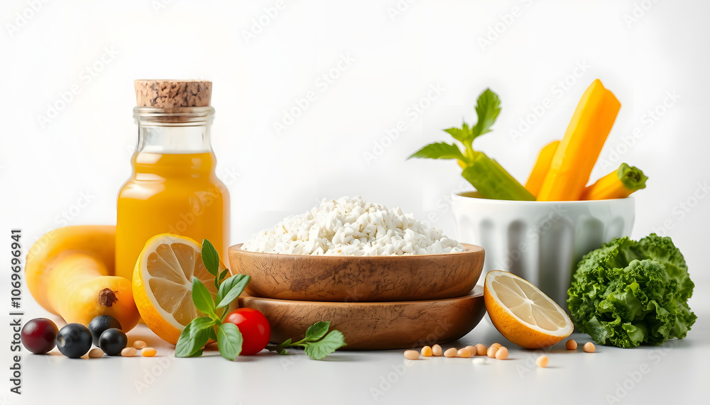 Balanced clean eating nutrition, food rich in vitamin a highlighted by ...