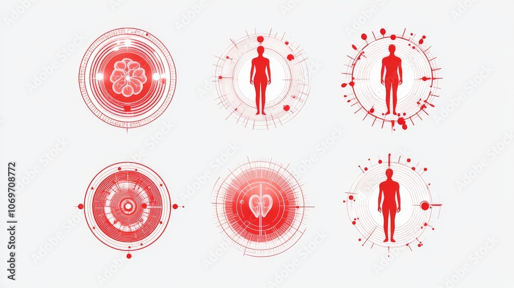 2410_025.clinical pain point symbols, concentric circle patterns ...