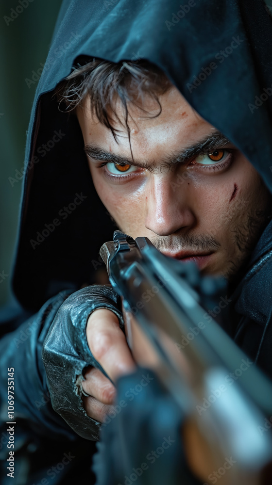 Gothic Vampire Hunter Lurking in the Shadows of a Haunted Mansion ...