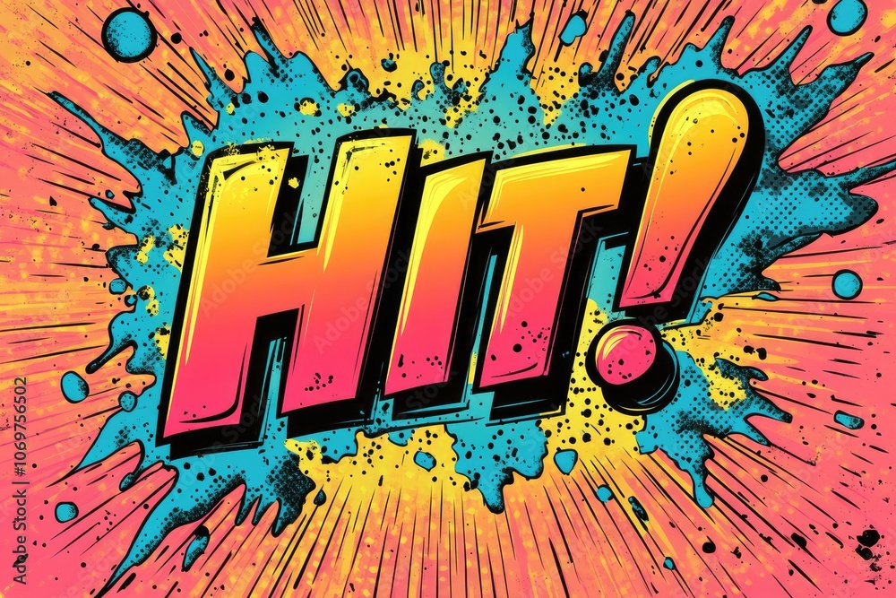 Hit comic book bold lettering expressing power and impact Stock ...