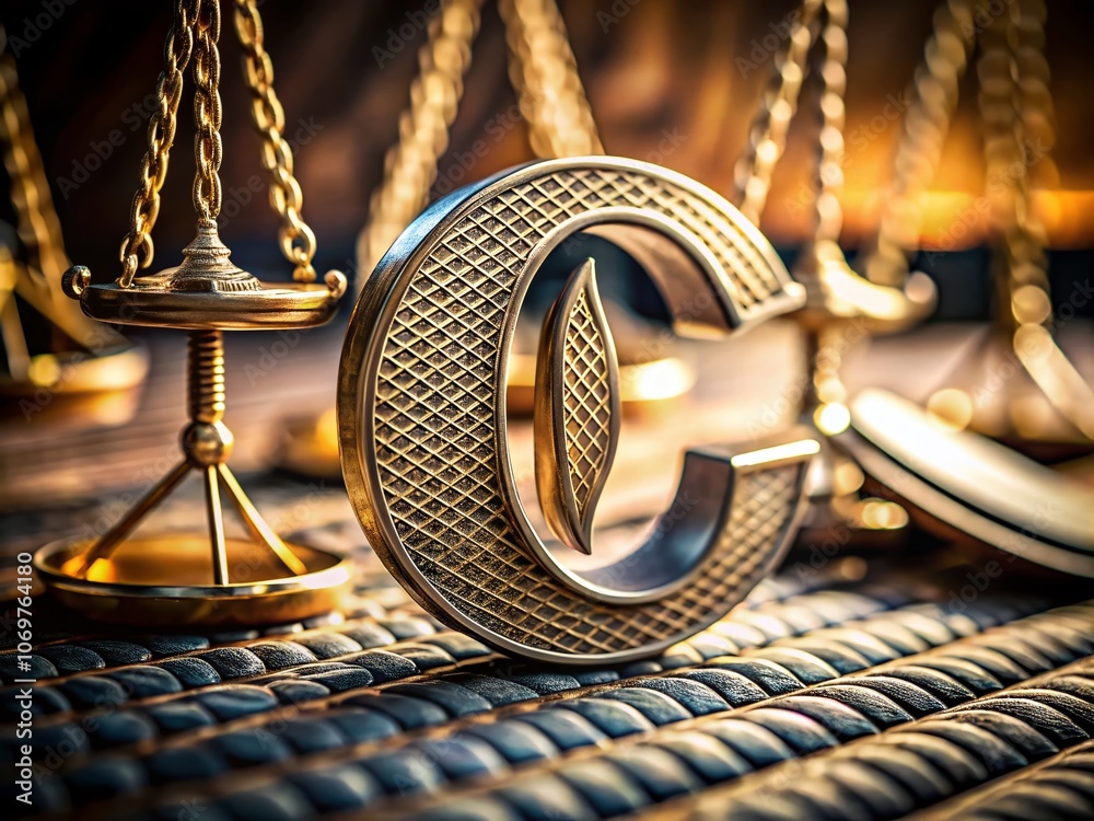 Macro Photography of a Letter C and Scales Law Logo, Capturing ...