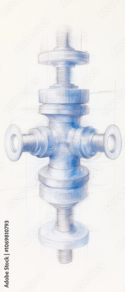 Industrial Valve System: A detailed, isolated view of a complex ...