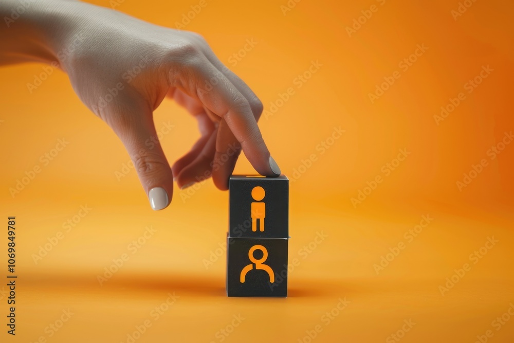 Gender equality symbol with cube turning from unequal to equal. Stock ...