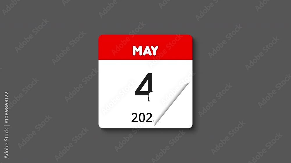 Monthly calendar, tear-off calendar animation for may 2025, concepts ...