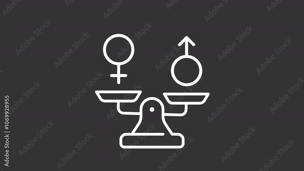 Hormones white line animation. Animated male and female gender symbols ...