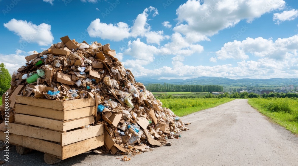Garbage piling up in a landfill, representing the growing waste problem ...