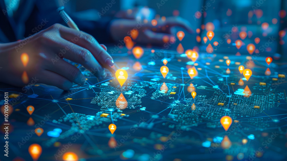 Interactive Global Social Network Connection, Hands on Digital Map with ...