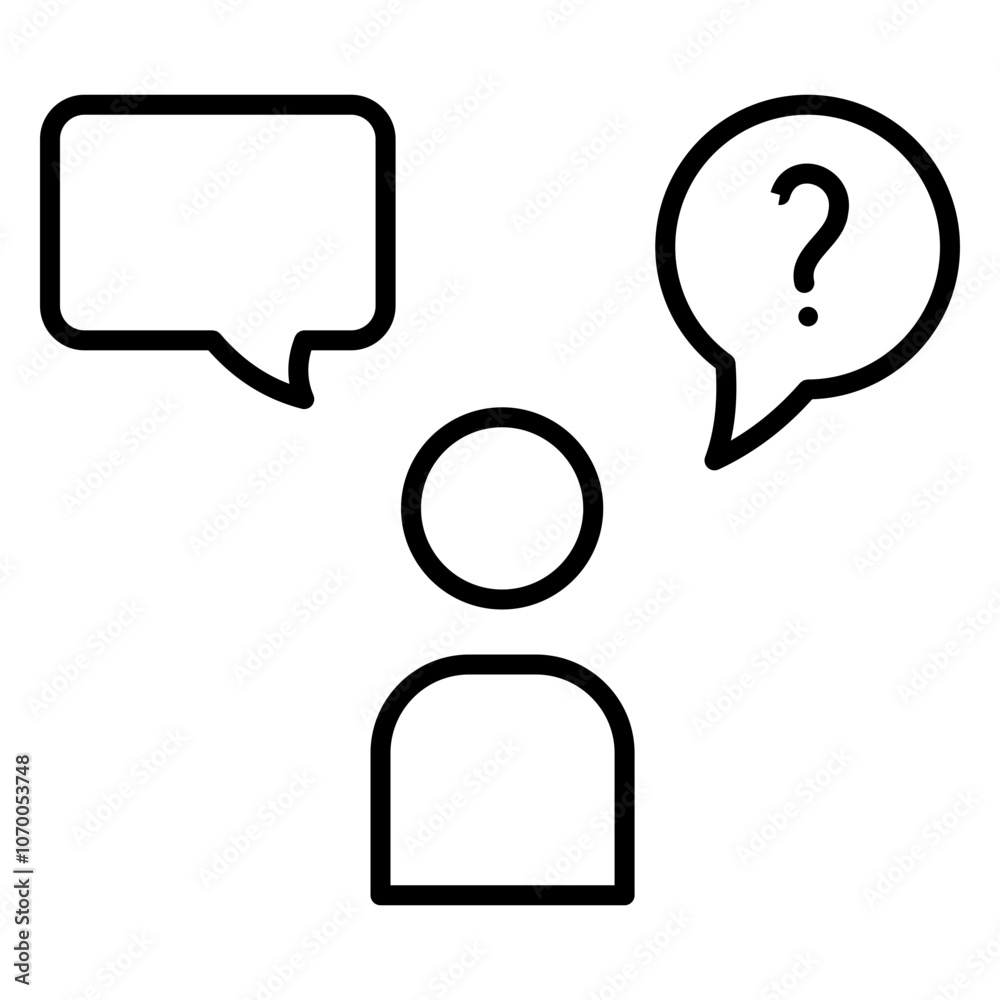 Minimalistic question mark line icon, representing curiosity or ...