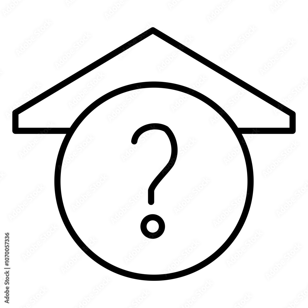 Minimalistic question mark line icon, representing curiosity or ...