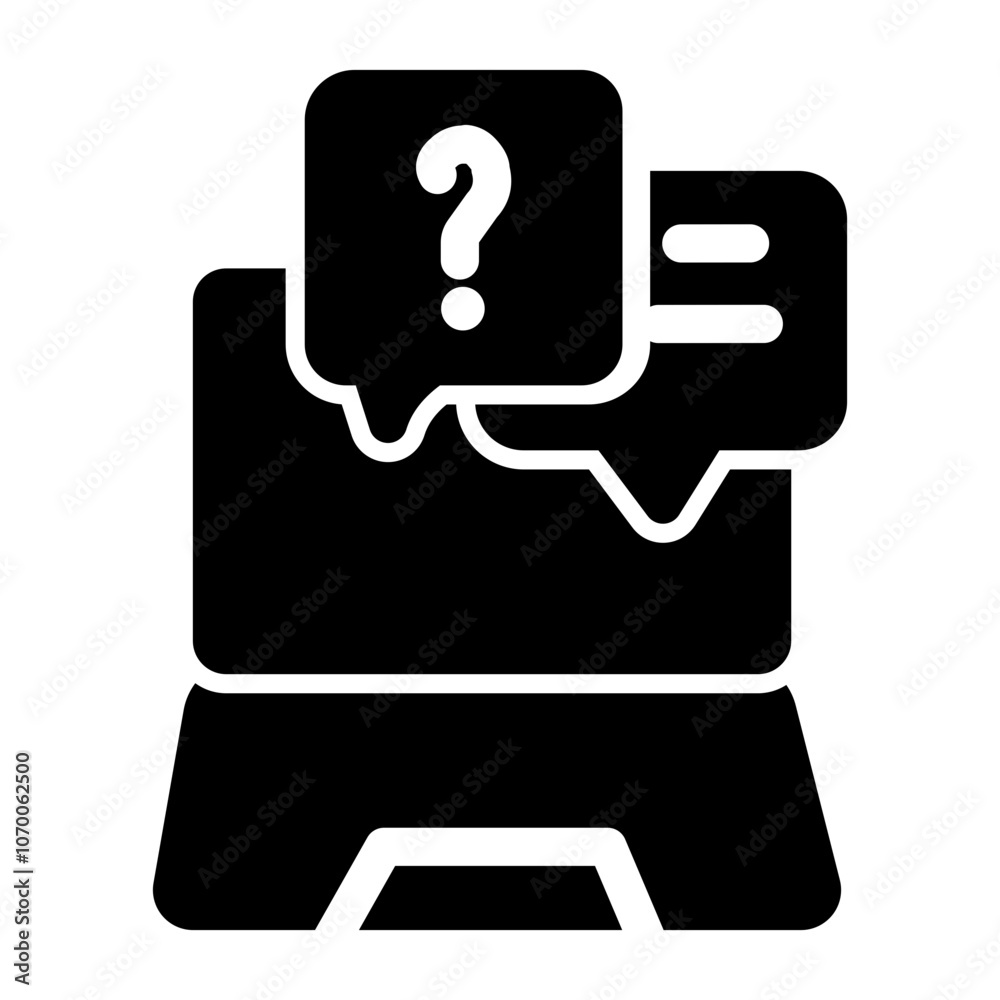 Minimalistic question mark solid icon, representing curiosity or ...