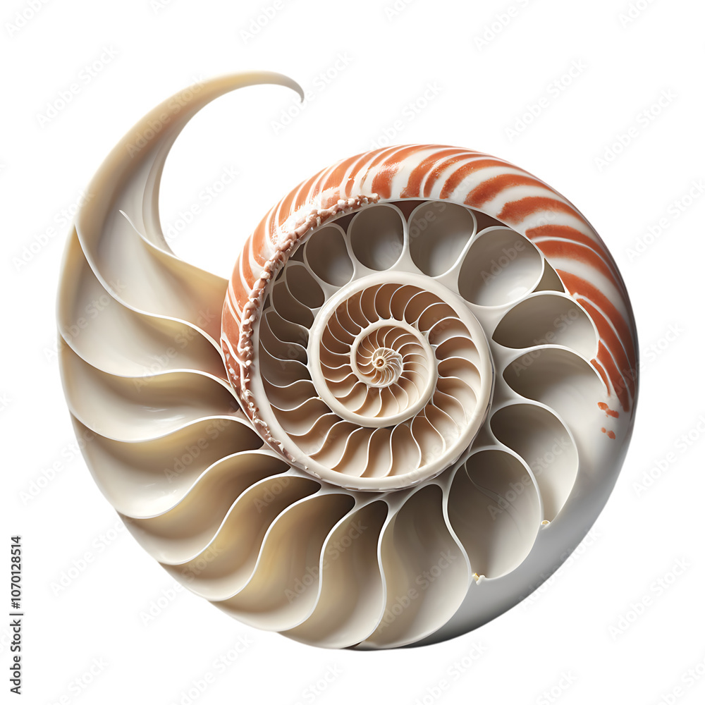 Chambered Nautilus Shell Reveals Intricate Spiral Design."A close-up ...