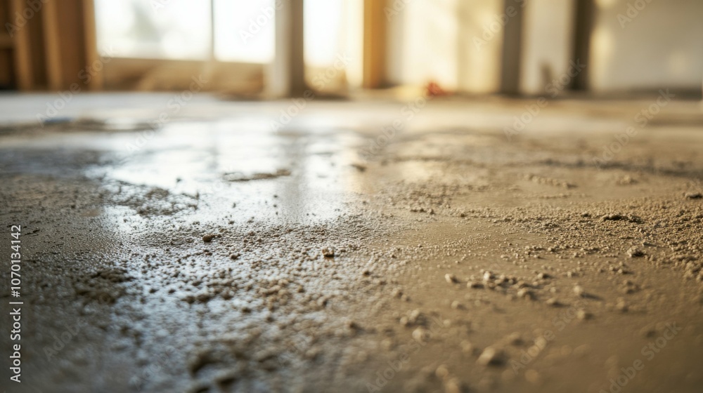 A close-up shot of the leveling screed's surface, capturing the details ...