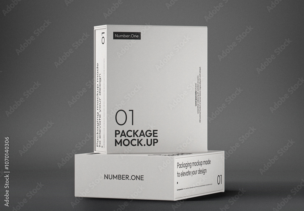 Stacked Shallow Boxes Mockup Stock Template | Adobe Stock