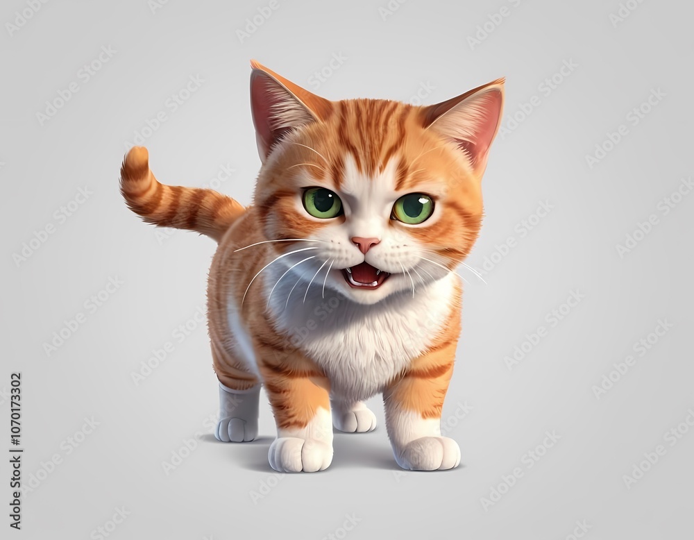 Angry surprised cat is screaming with its mouth wide open, looking ...