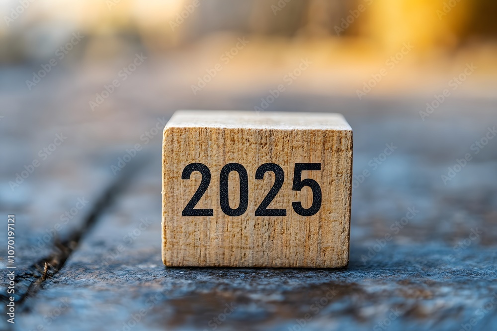 Wooden Block with the Year 2025 Inscribed Stock Illustration | Adobe Stock