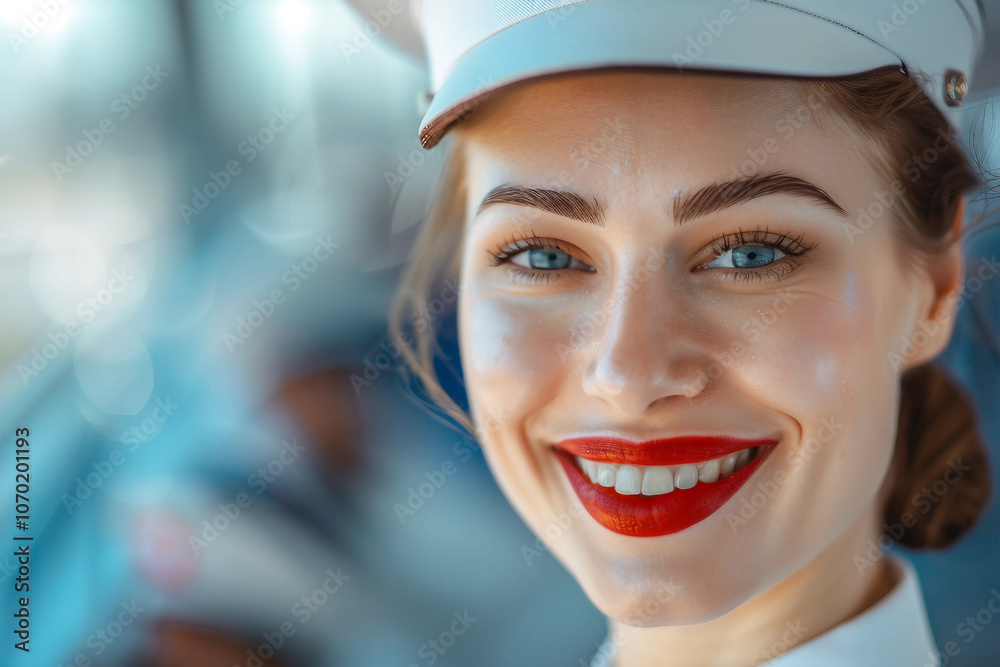 Generative AI portrait of professional airline crew worker steward ...