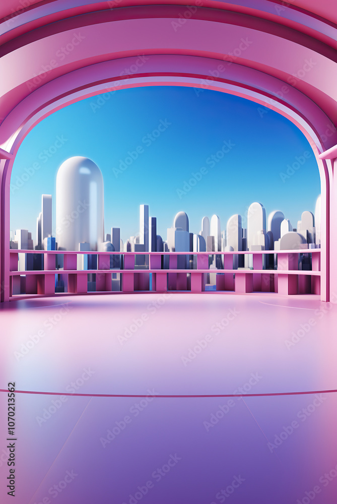 generated illustration of futuristic science scene with a circular ...
