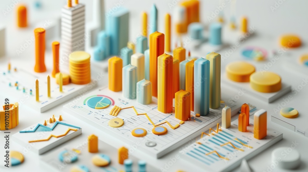 Visual 3D model of an annual budget with stacked columns, budgeted vs ...