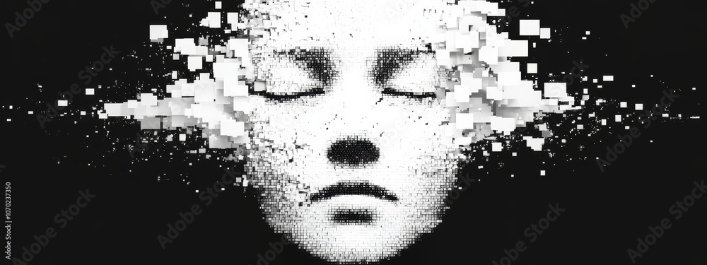 Pixelated Mind: A Digital Exploration of Artificial Intelligence.Concept of artificial ...