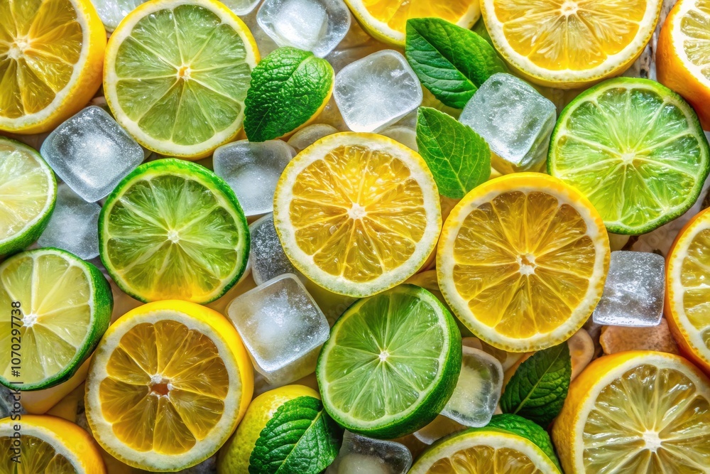 Macro Photography of Sliced Lemons and Limes with Ice Cubes - Closeup ...