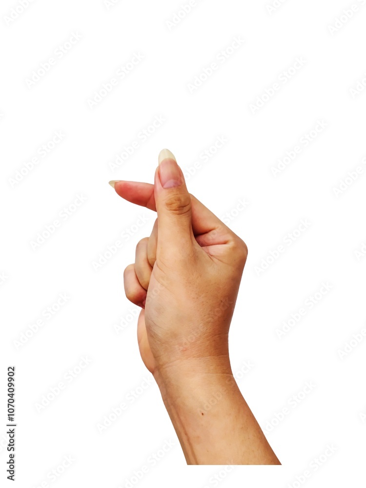 Korean Little love hand sign gesture. Thumb with the index finger of ...