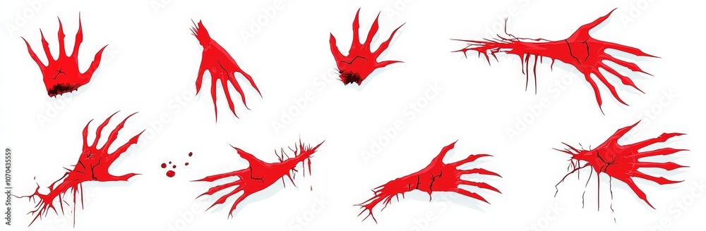 Set of bloody claw marks. 3D illustration of forest animals ripping ...