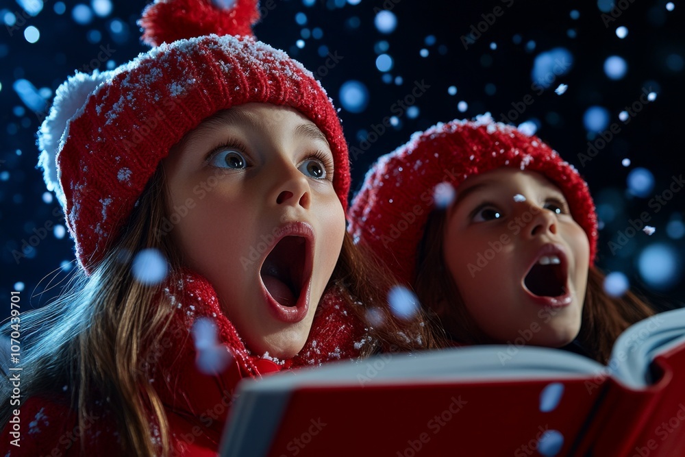 Realistic scene of children reading a storybook together, capturing ...