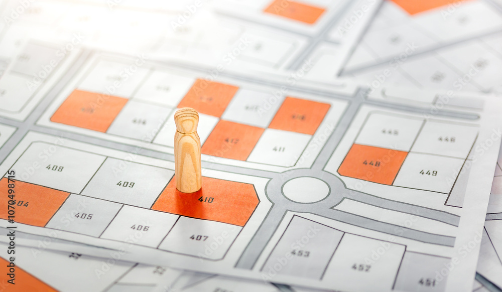 imaginary cadastral map search for assess to buy the land concept. Land ...