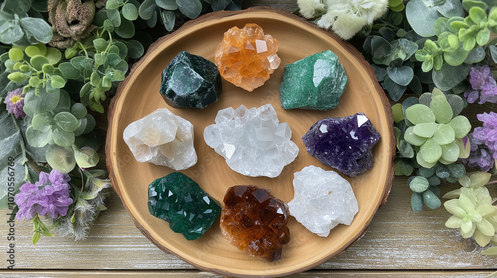 Crystal Collection: A curated selection of vibrant crystals arranged on ...