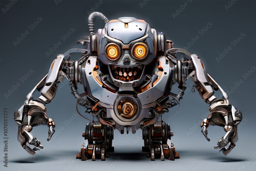 gear robot hybrid with mechanical limbs cogwheel details and a w Stock ...