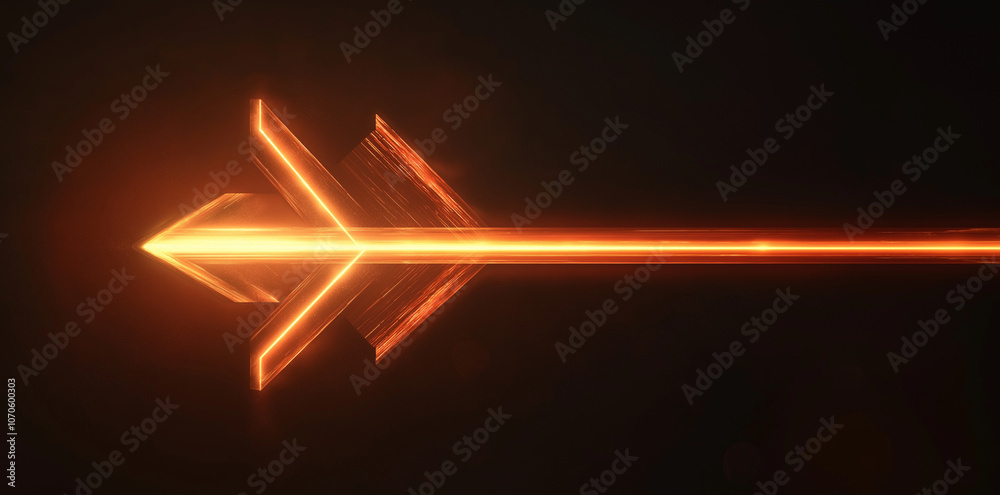 A colorful arrow made of glowing light beams, pointing right at the ...