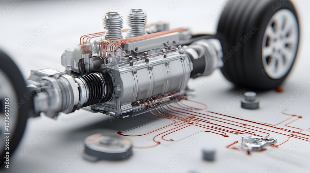 Advanced Electric Car Engine Blueprint - Intricate Technical Drawing ...