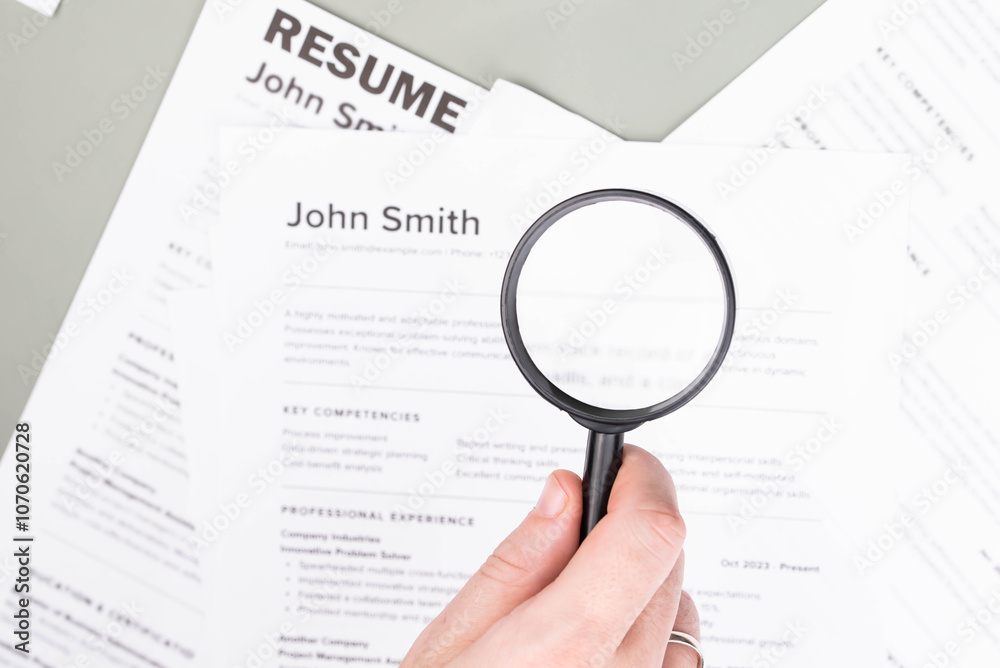 Mock CV (curriculum vitae) resume for John Smith, selected by HR under ...