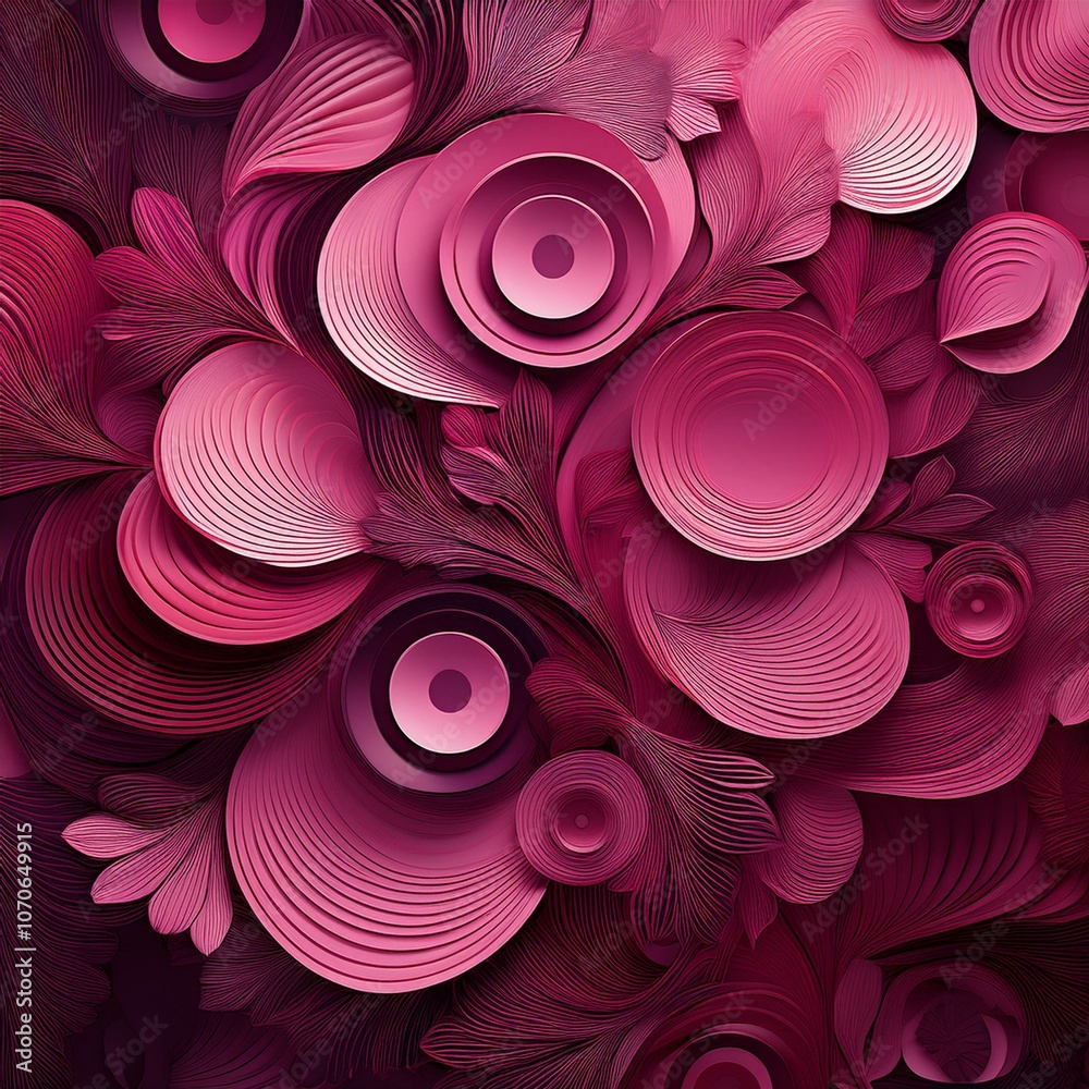 Abstract nature-inspired dark pink pattern with circular disks, ideal ...