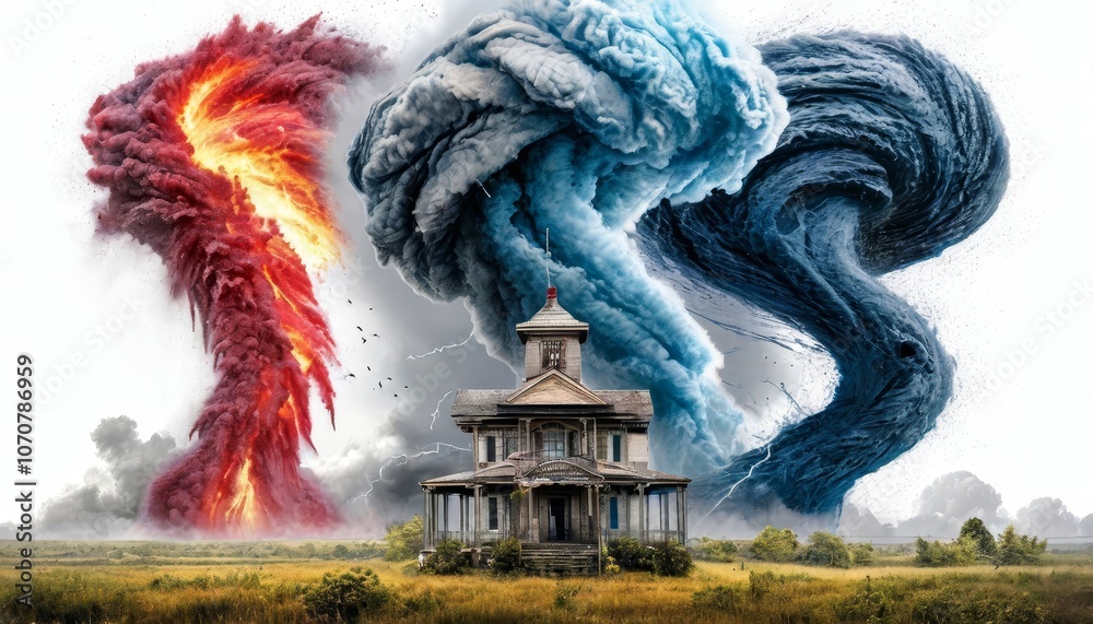 Realistic 3d Animation Fx Tornado fire. Background Nature Storm Scene ...