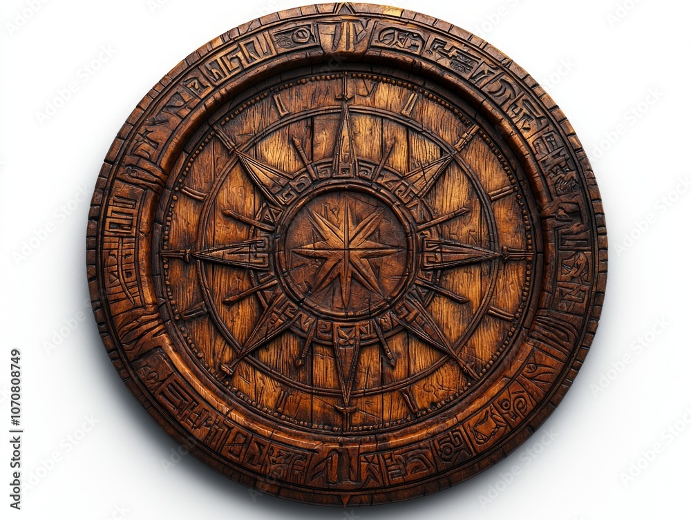 detailed macro depiction Old Slavic rune carved wood highlighting its ...
