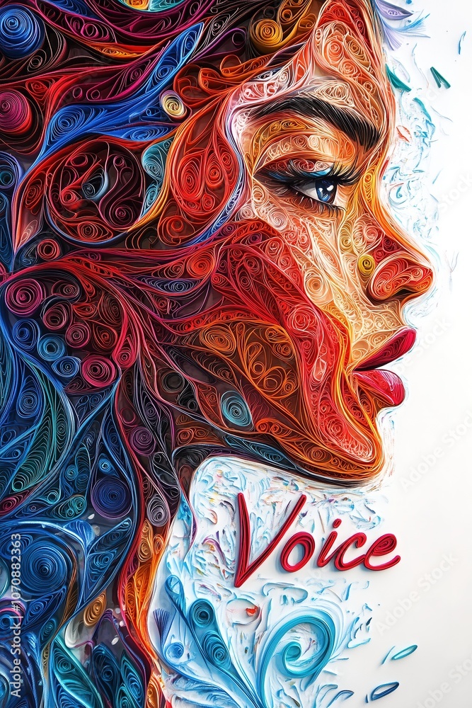 Woman Empowerment Concept with Profile Speaking and ‘Voice’ in Vibrant ...