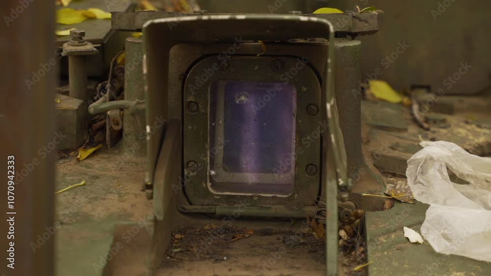 Close-up of a tank turret with a thermal imager. technology on heavy ...