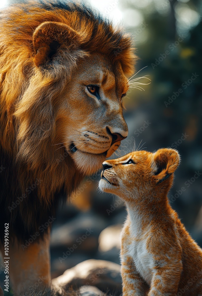 Adorable Lion Cub Standing Before the Mirror Imagining Its Future Self ...