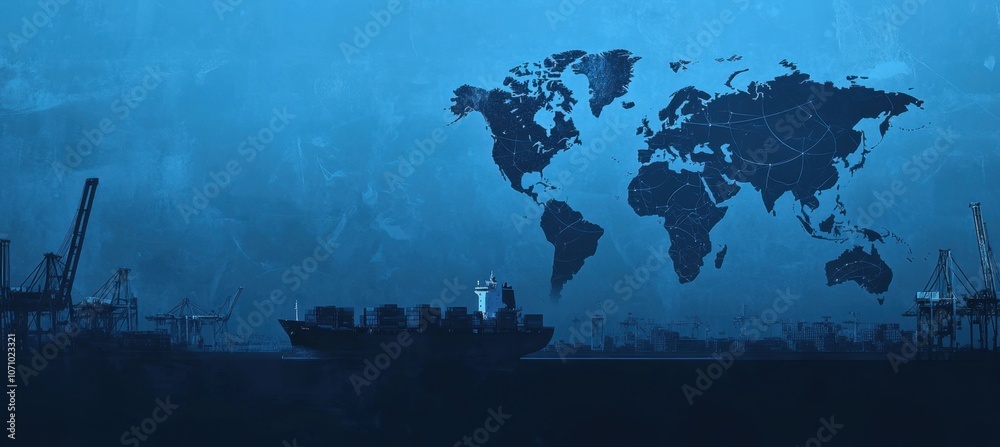 global logistics network with cargo ships and containers on the ...