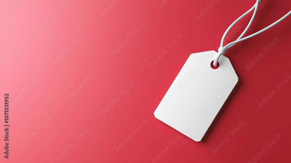 Blank rectangular tag with rounded corners on a pastel pink background ...