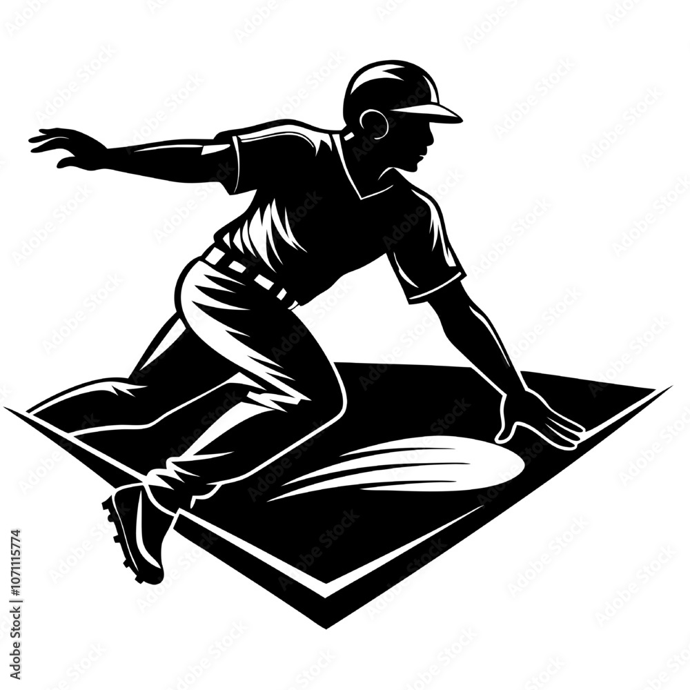 Baseball Player Sliding Into Home Plate: A dynamic silhouette of a ...