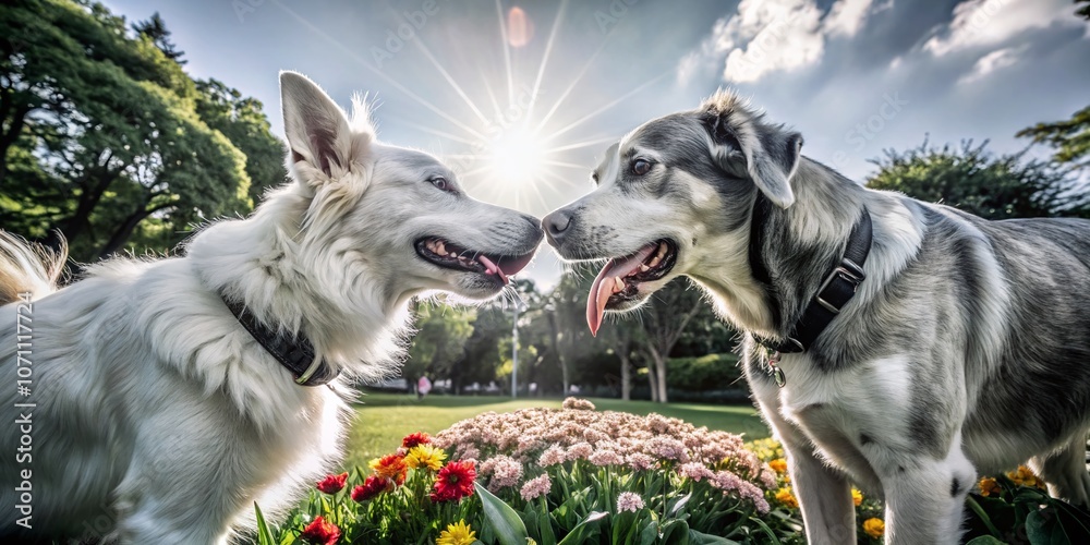 Playful Dogs Engaged in a Candid Moment of Sniffing Each Other's Butts ...
